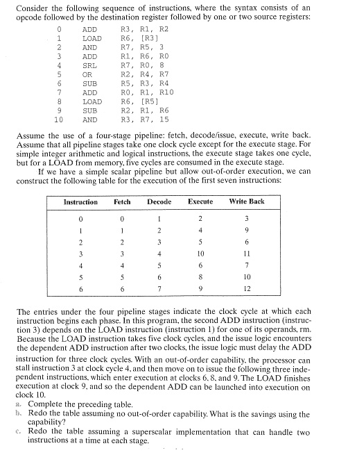 Solved Consider The Following Sequence Of Instructions Where The Syntax Consists Of An Opcode 7548