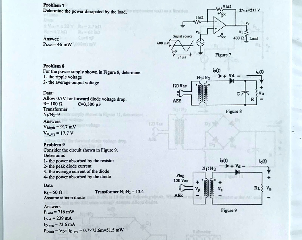 7 determine the power dissipated by the load 8 for the power supply ...