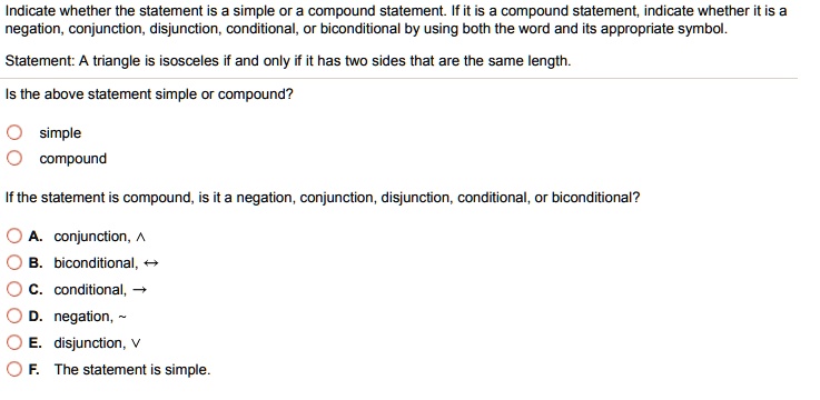 indicate whether the statement e simple or a compound statement if it is compound statement ...