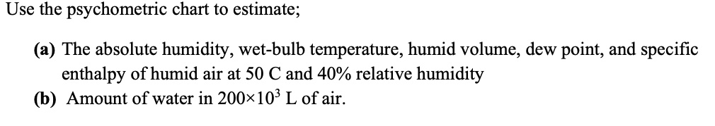 SOLVED: Use the psychometric chart to estimate; (a) The absolute ...