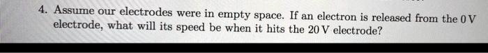 assume our electrodes were in empty space if an electron is released ...