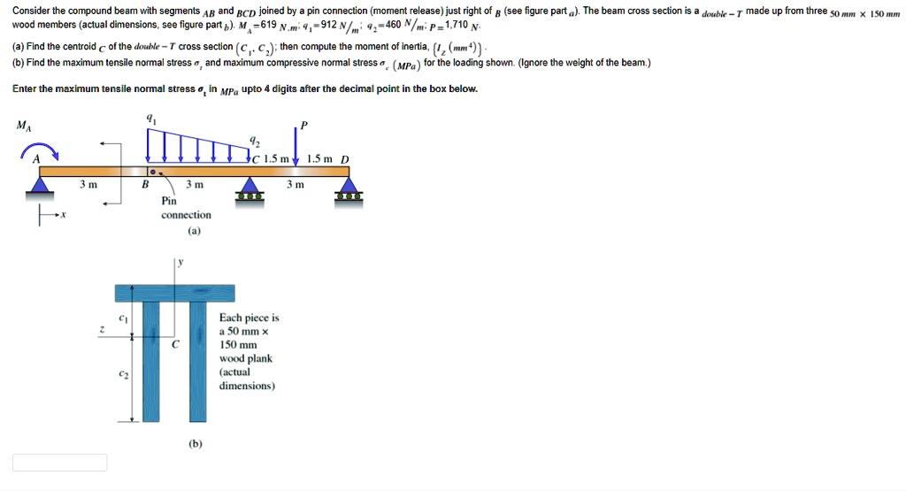 consider the compound beam with segments ab and bcd joined by pin ...