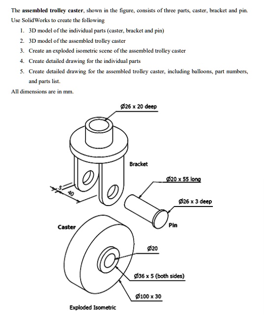 The assembled trolley caster, shown in the figure, consists...