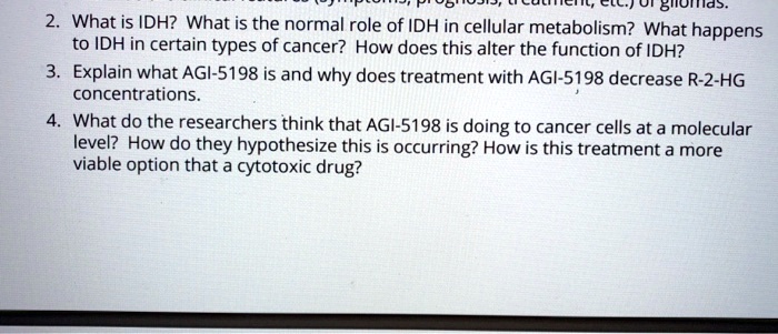 SOLVED: Glutamas; What is IDH? What is the normal role of IDH in ...