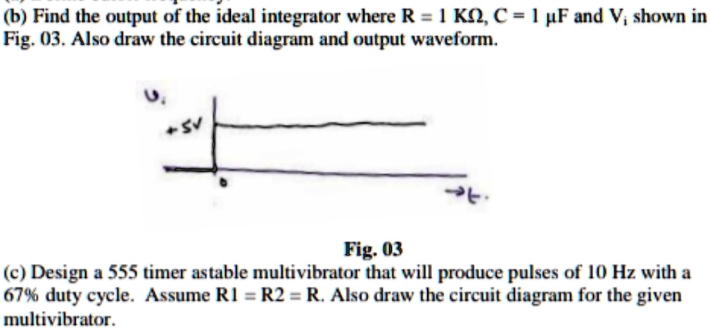 SOLVED: (6) Find the Output of the ideal integrator where R = KS, € = ] AF and V; shown in Fig ...
