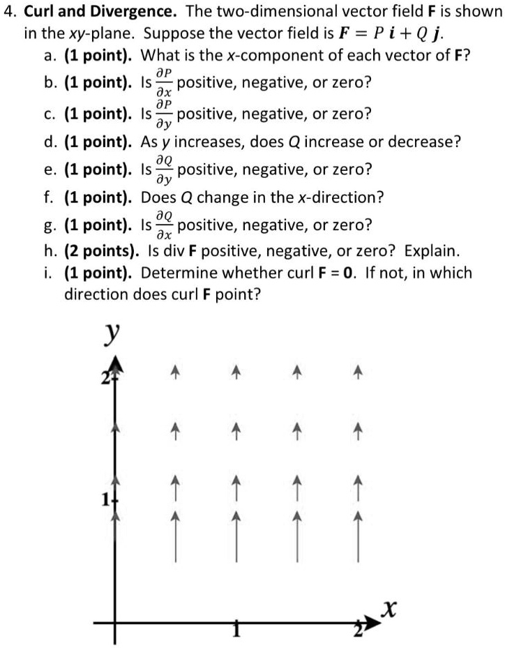 SOLVED: 4. Curl and Divergence. The two-dimensional vector field F is ...