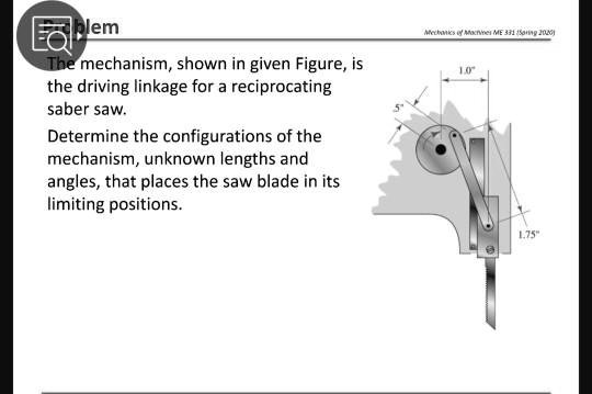 The mechanism, shown in given Figure, is the driving linkage for a ...