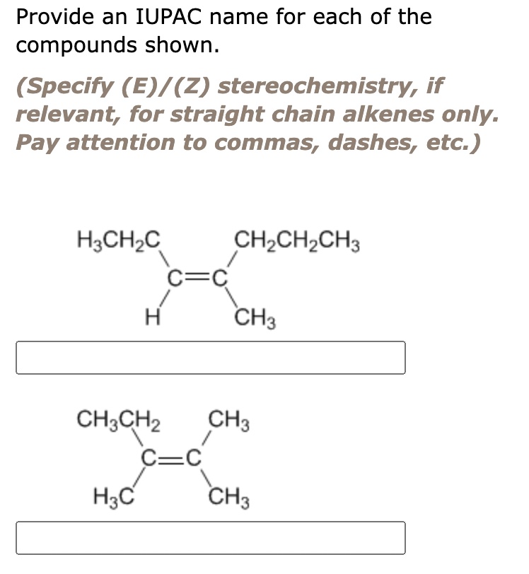 SOLVED: Provide an IUPAC name for each of the compounds shown. (Specify ... SOLVED: Provide an IUPAC name for each of the compounds shown. (Specify ...