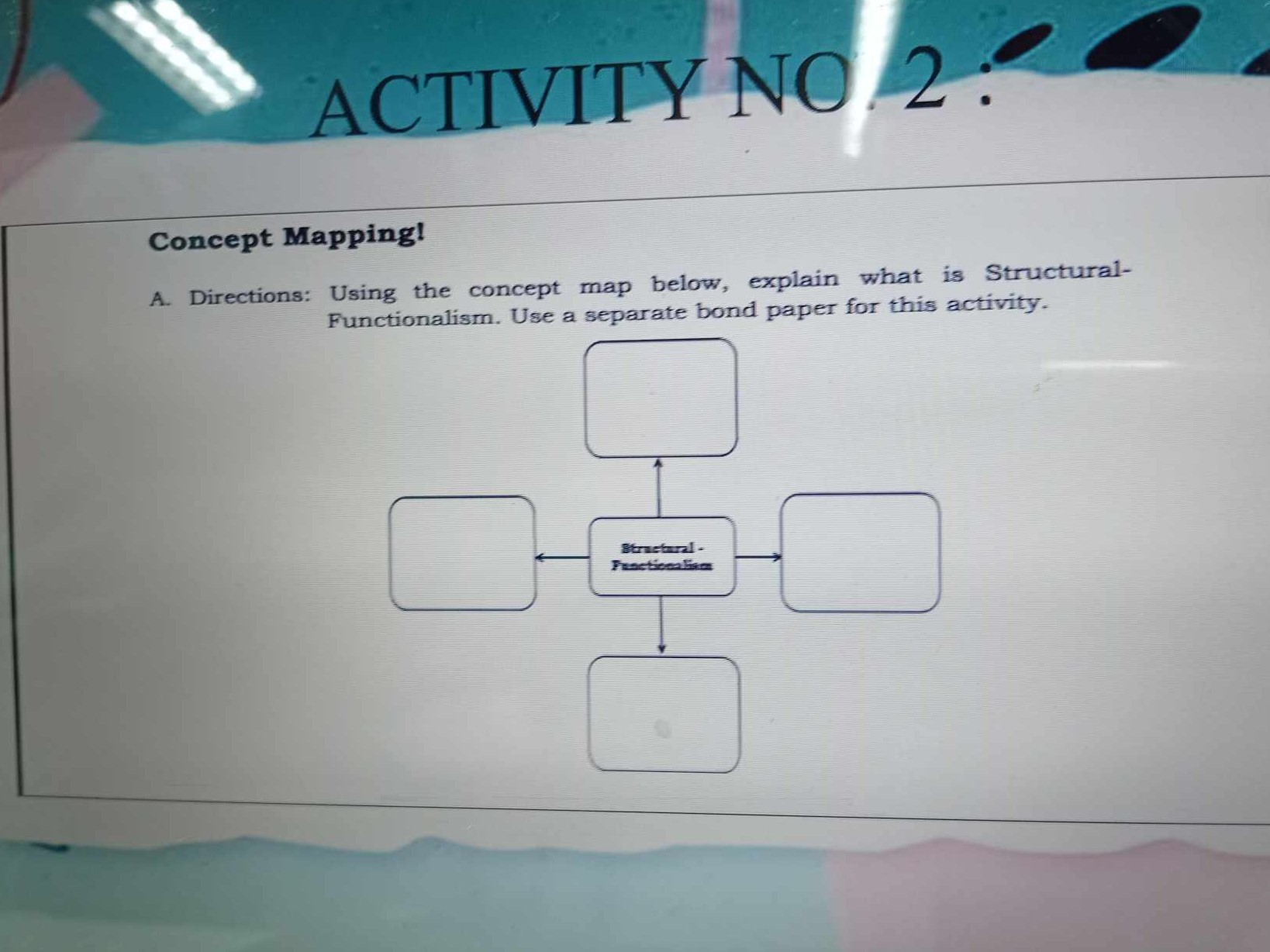 SOLVED: ACTIVITY NO 2 : Concept Mapping! A. Directions: Using the concept map below, explain ...