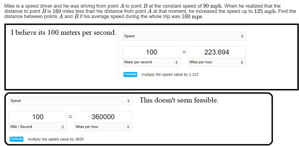 SOLVED: Mike is a speed driver and he was driving from point A to point ...