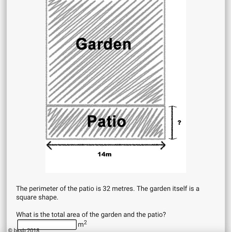 Garden Patio 14m ? The perimeter of the patio is 32 metres. The garden ...
