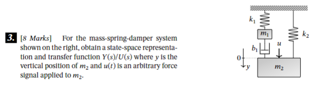 SOLVED: 3. [ 8 Marks ] For the mass-spring-damper system shown on the ...