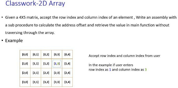 Solved Write An Assembly Program For Reading Elements Of A 2d Array And Printing It Given The