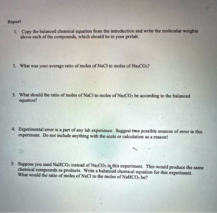 Copy the balanced chemical equation from the introduction and write the ...