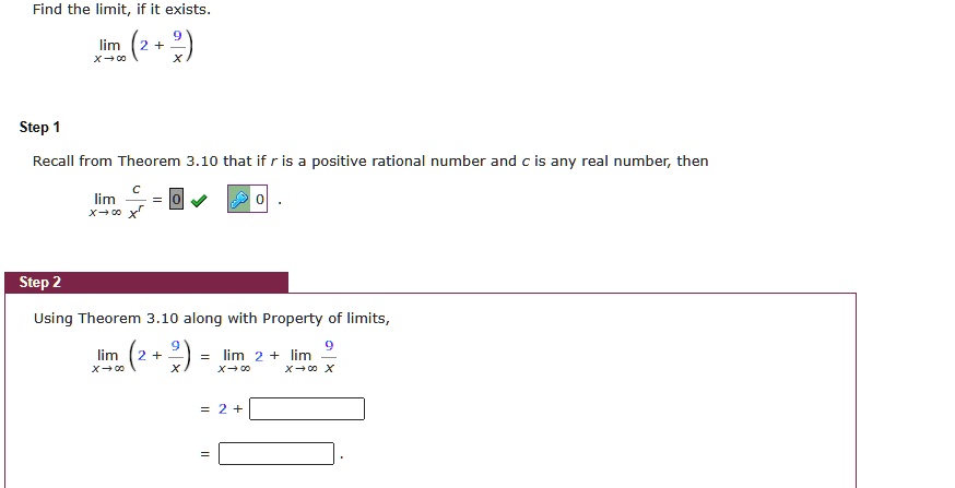 SOLVED:Find the limit, if it exists_ lim (2 Step Recall from Theorem 3.10 that if r is positive ...