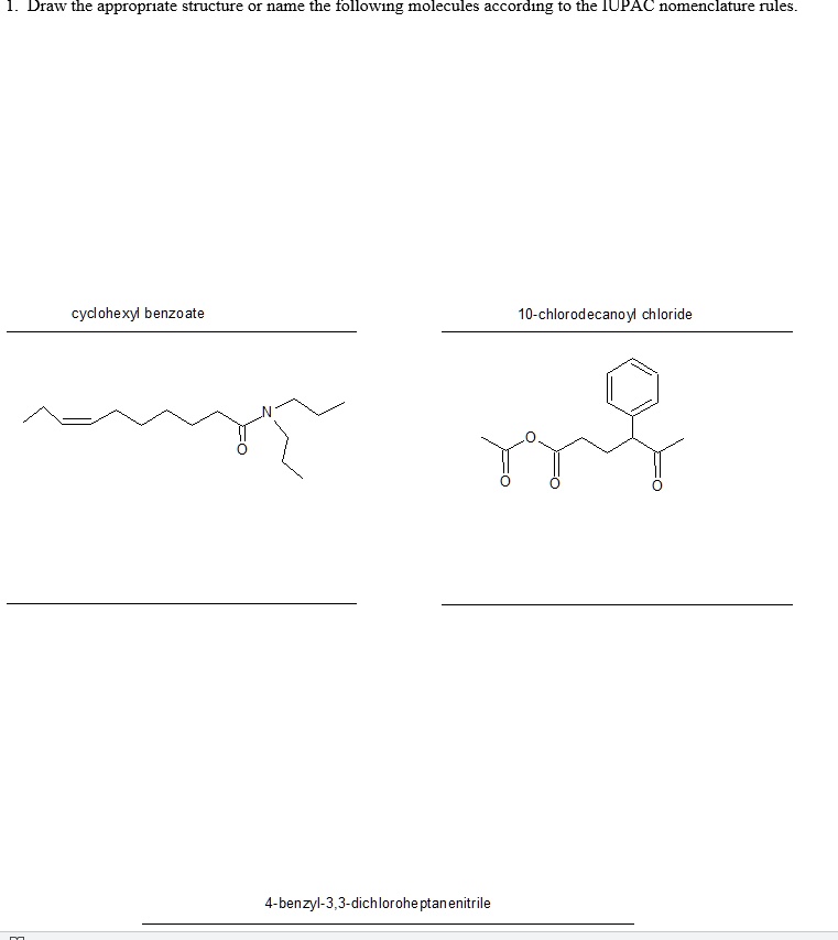 SOLVED: Draw the appropriate structure or name the following molecules according to the IUPAC ...