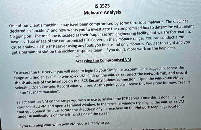 is 3523 malware analysis the ciso has one of our client machines may ...