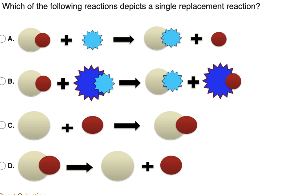 SOLVED: Which of the following reactions depicts a single replacement ...