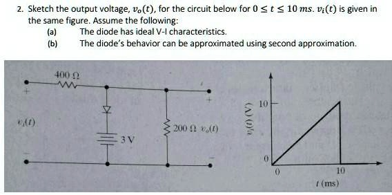 2. Sketch the output voltage, Vout, for the circuit below for 0 â‰¤ t â‰¤ 10ms. Vin is given in ...
