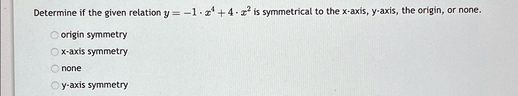 Solved Determine If The Given Relation Y 1 X 4 4 X 2 Is