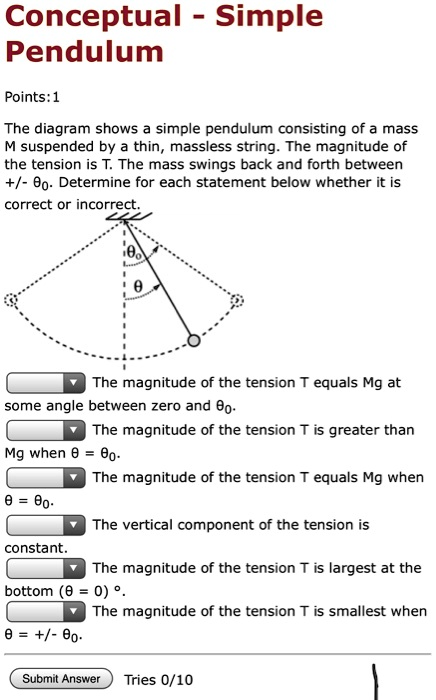 conceptual simple pendulum points1 the diagram shows simple pendulum ...