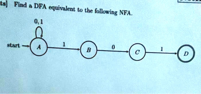 SOLVED: Find a DFA equivalent to the following NFA 0,1 start