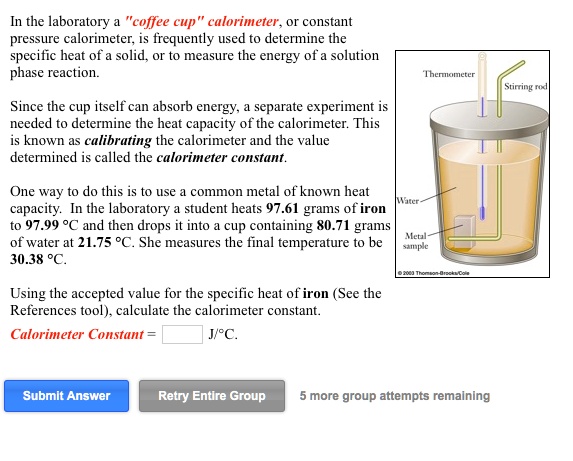 SOLVED: In the laboratory "coffee cup" calorimeter. constant pressure ...