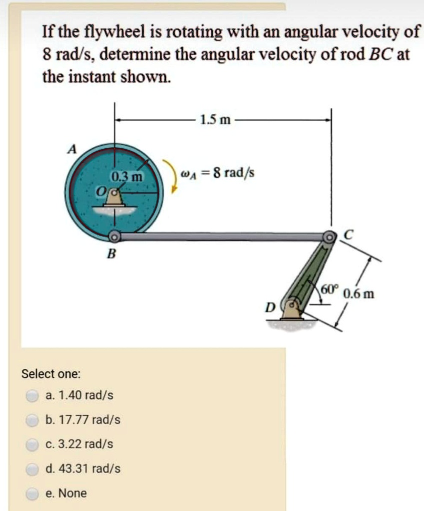 If the flywheel is rotating with an angular velocity of 8 rad/s, determine the angular velocity ...