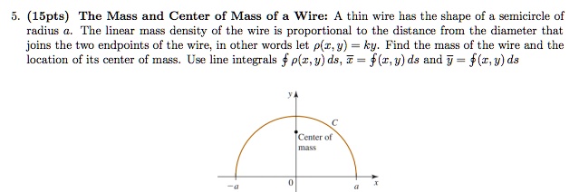 SOLVED: The Mass and Center of Mass of a Wire: A thin wire has the ...