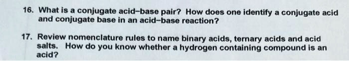 VIDEO solution: 16. What is a conjugate acid-base pair? How does one ...