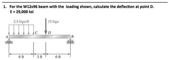 SOLVED: For the W12x96 beam with the loading shown, calculate the ...