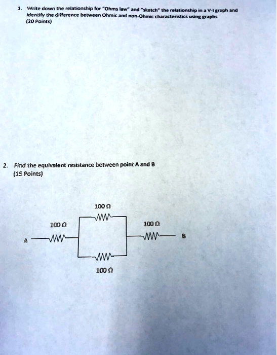 SOLVED: Write down the relationship for Ohm's law and sketch the ...