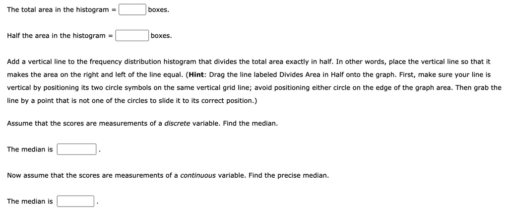 Solved The Total Area In The Histogram Boxes Half The Area In The 
