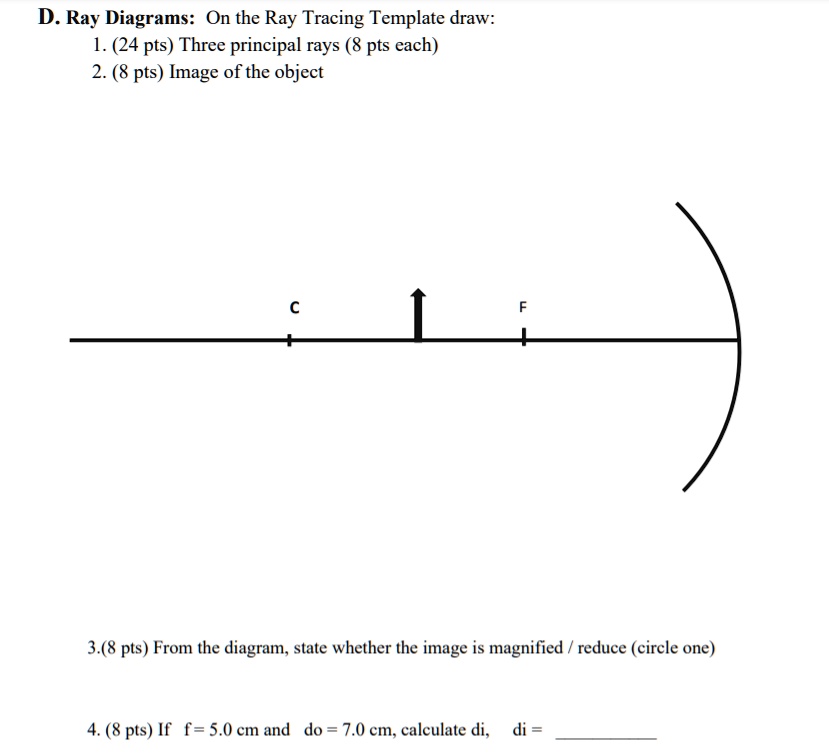 SOLVED: D Ray Diagrams: On the Ray Tracing Template draw: 1. (24 pts ...
