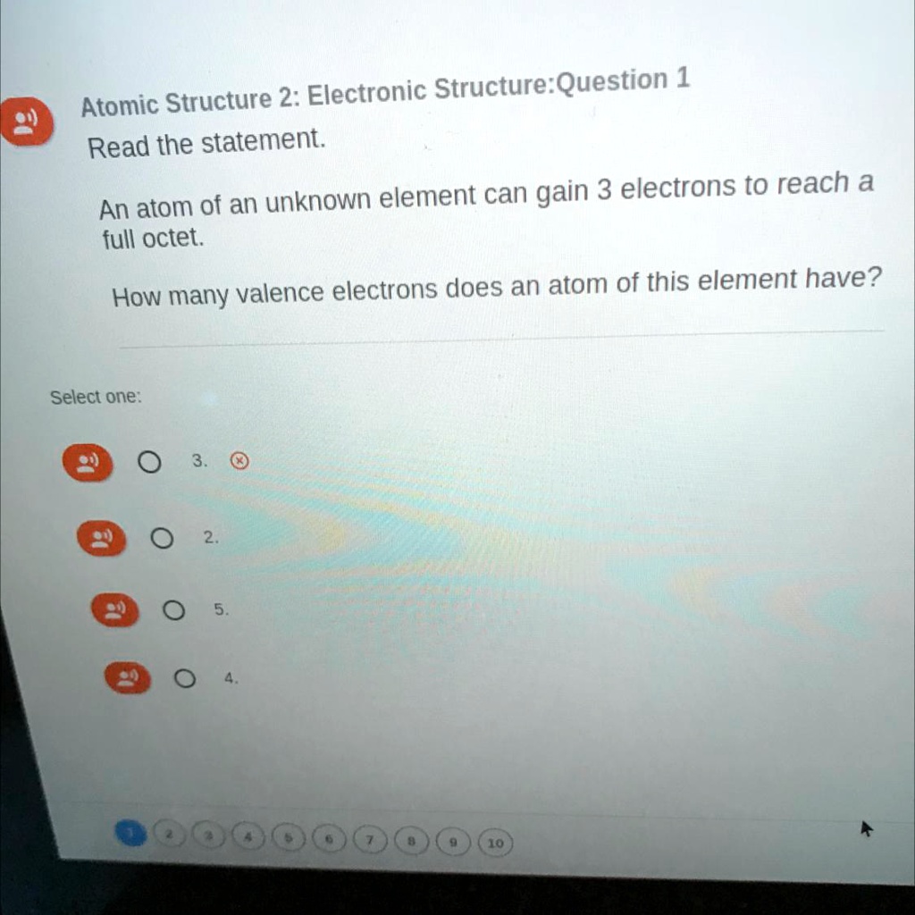 SOLVED: 'An atom of an unknown element can gain 3 electrons to reach a ...