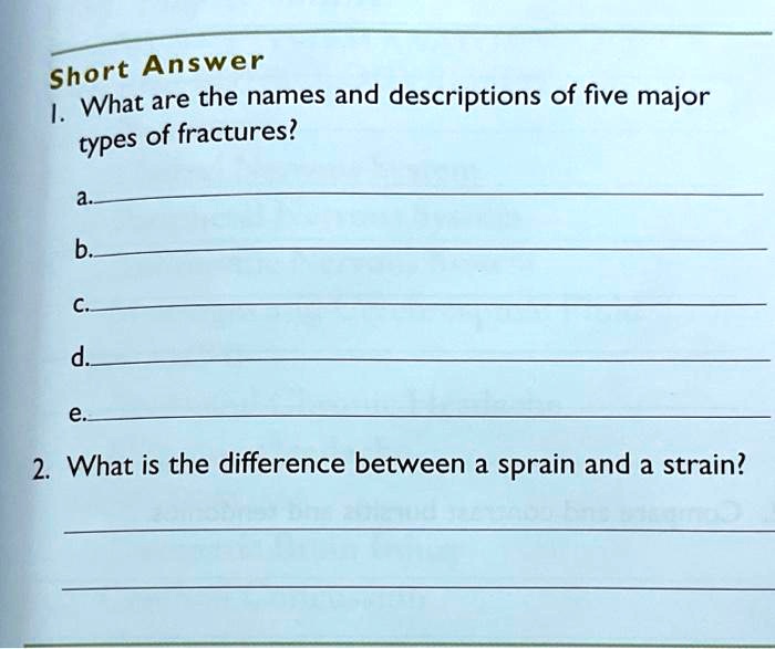 SOLVED: Short Answer What are the names and descriptions of five major ...