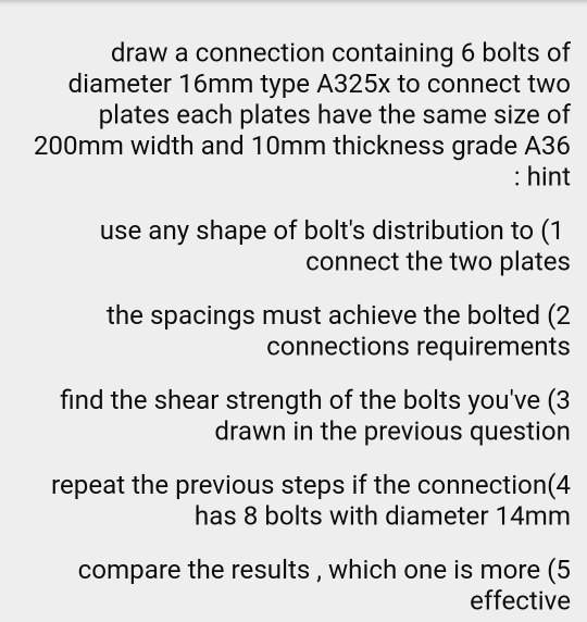 SOLVED: draw a connection containing 6 bolts of diameter 16mm type ...