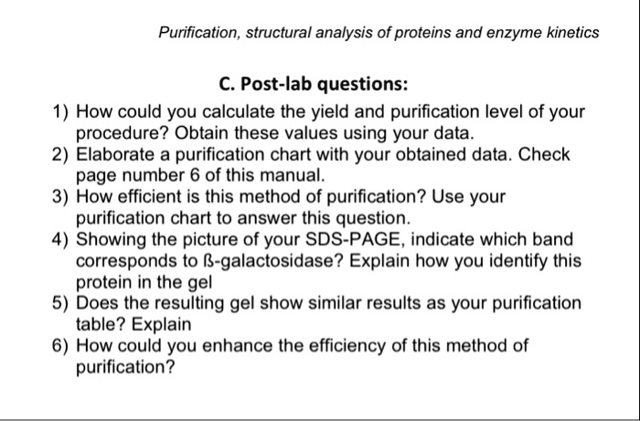 SOLVED: Purification, structural analysis of proteins, and enzyme ...