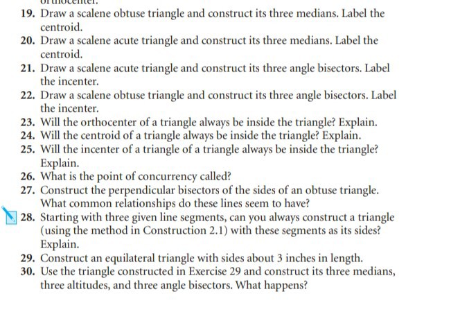 19. Draw a scalene obtuse triangle and construct its three medians ...