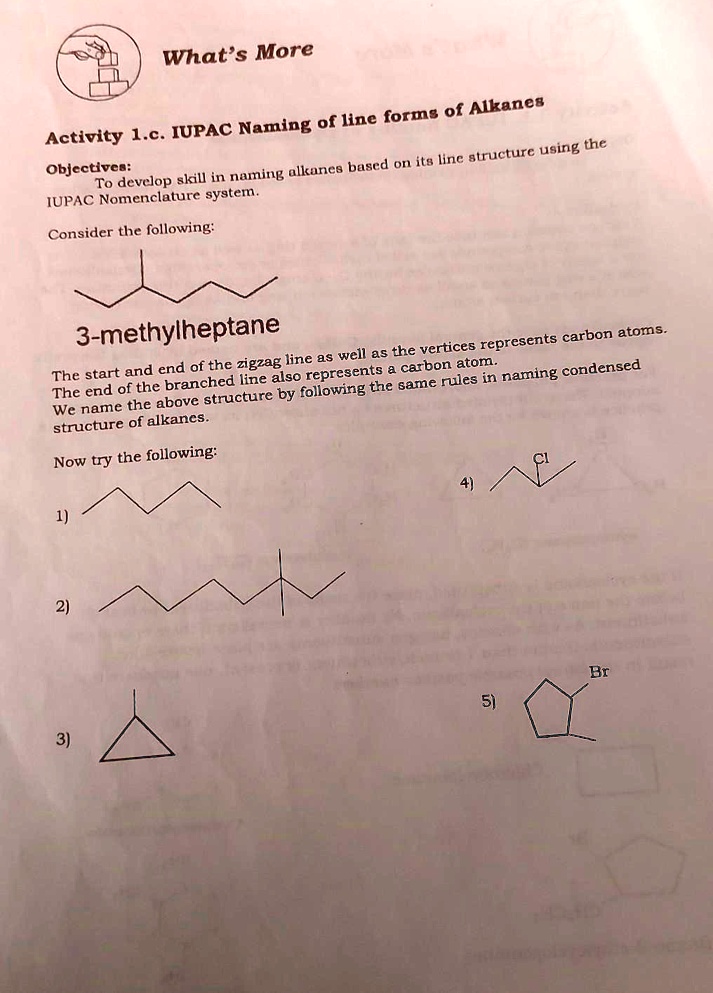 Activity 1c iupac naming of line forms of alkanes objectives...