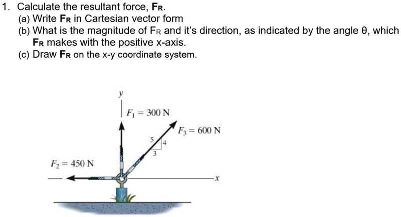 1. Calculate the resultant force, FR. (a) Write FR in Cartesian vector ...