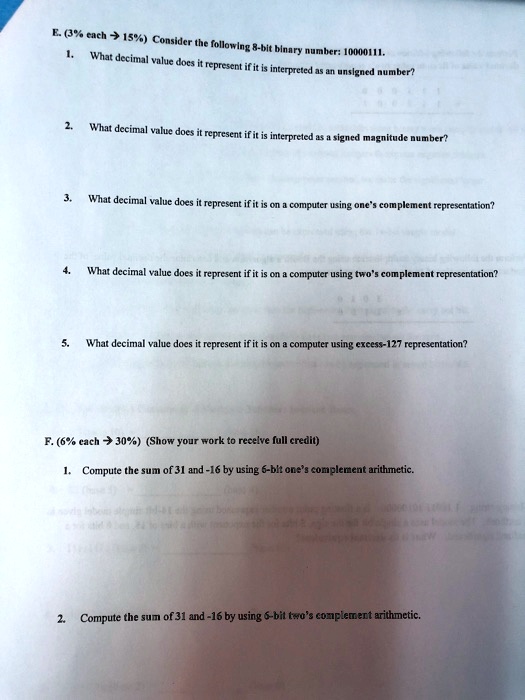 SOLVED: What decimal value does it represent if it is on a computer ...