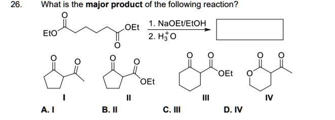 SOLVED: What is the major product of the following reaction? OEt 1. NaOEt/IEtOH 2. H2O Eto OEt ...