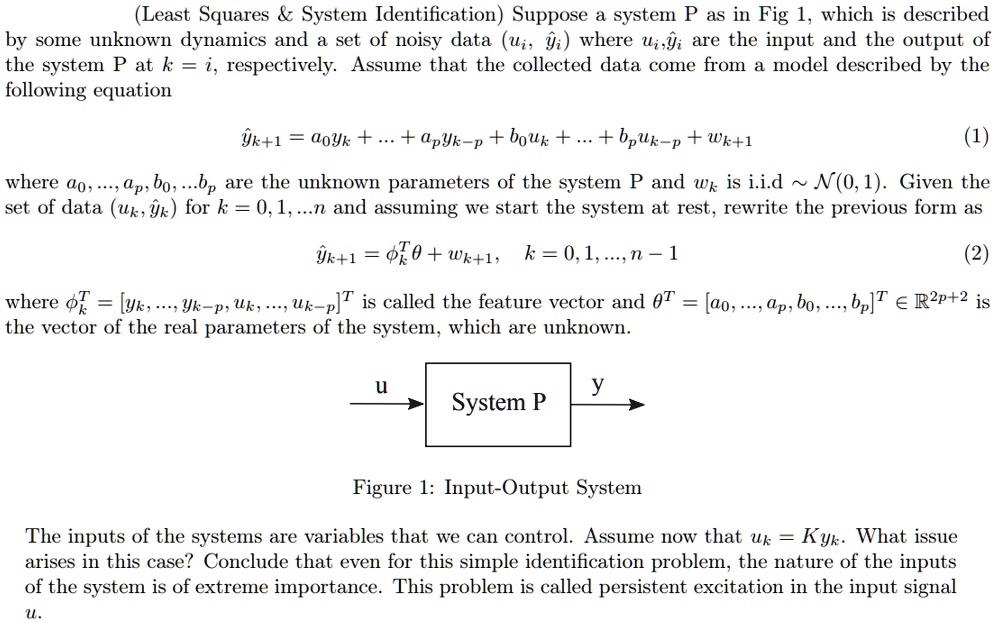SOLVED: (Least Squares System Identification) Suppose a system P as in ...