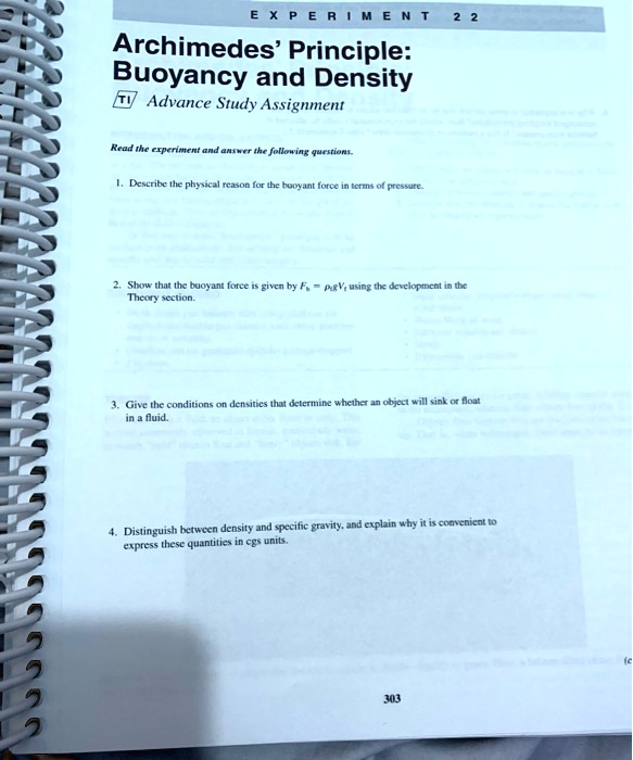 EXPERIMENT 22 Archimedes' Principle: Buoyancy and Density TI Advance ...