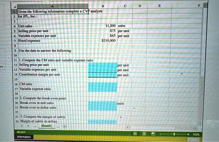 SOLVED: Texts: needed in a formula B Given the following information ...
