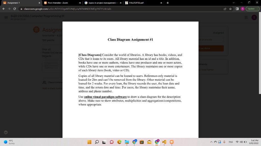 VIDEO solution: Solve this question using Visual Paradigm Assignment 1 ...