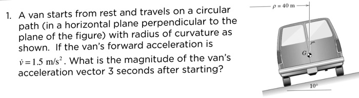 40 m 1 a van starts from rest and travels on a circular pathin a ...