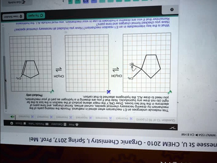 nessee St U, CHEM 2010 - Organic Chemistry I, Spring 2017, Prof. Mei WWN11554 CH 8 HW Question ...