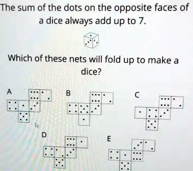 The sum of the dots on the opposite faces of a dice always add up to 7 ...